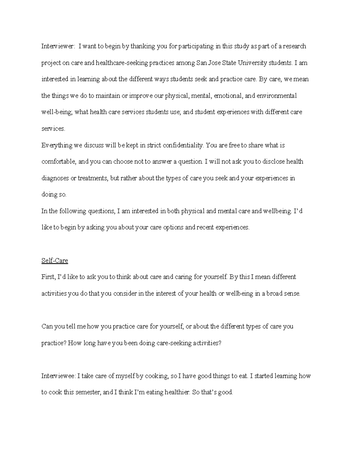 #96 10 - Transcript of interview project - Interviewer: I want to begin ...
