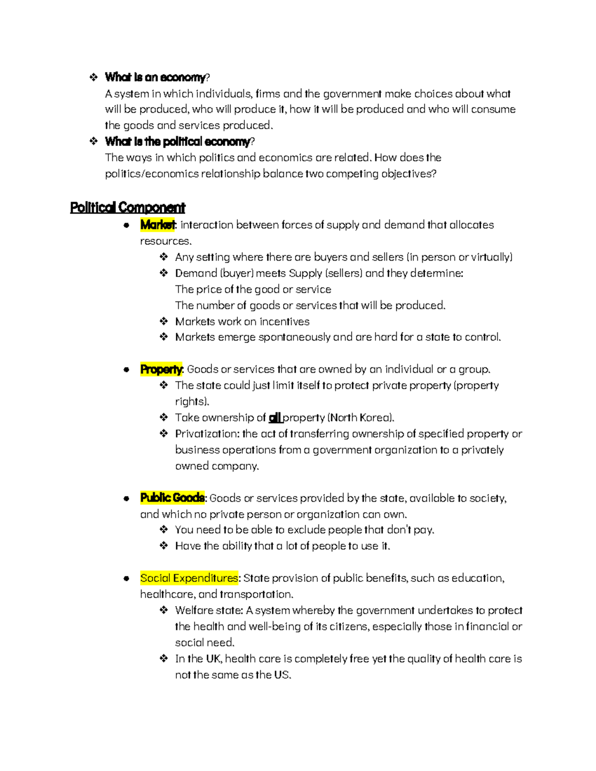 Unit 4 The Political Economy - What is an economy ? A system in which ...