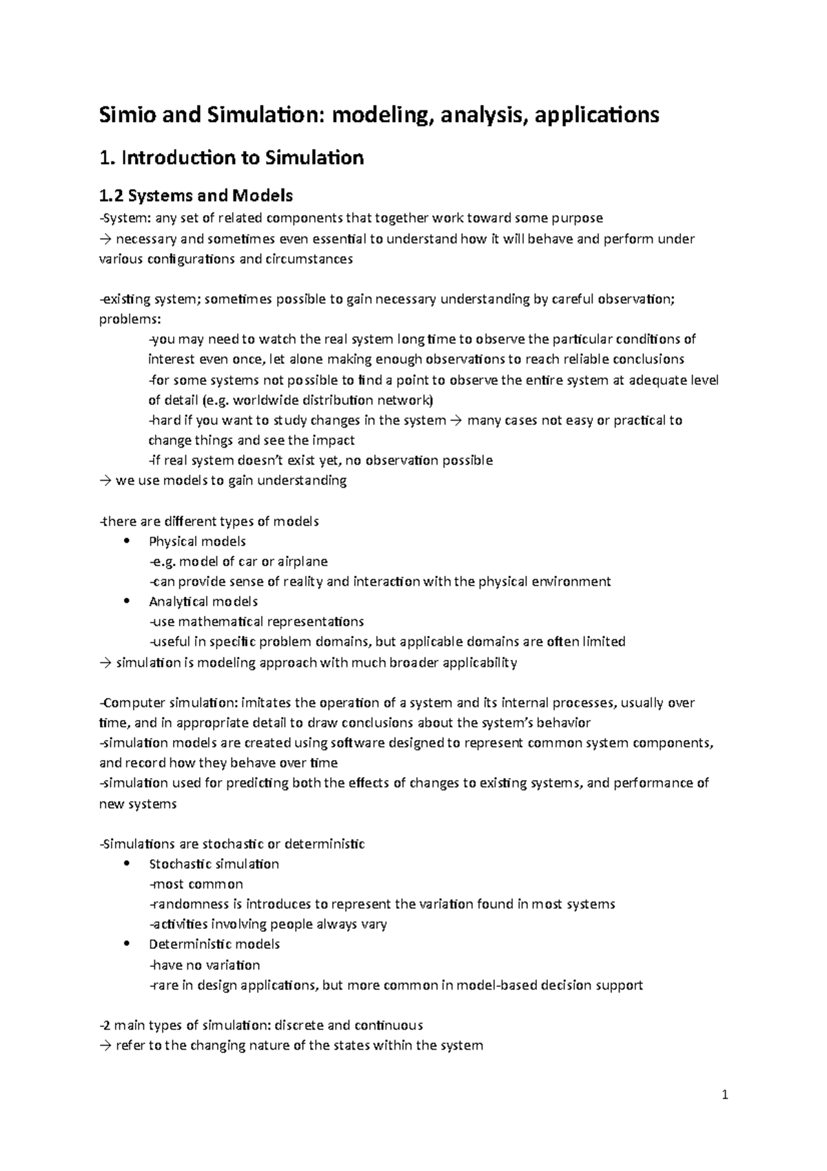 Summary Simio and Simulation - Simio and Simulation: modeling, analysis, applications 1 ...