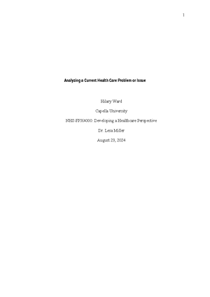NURS-FPX4000 Assessment 4 - Analyzing a Current Healthcare Issue Boyka ...