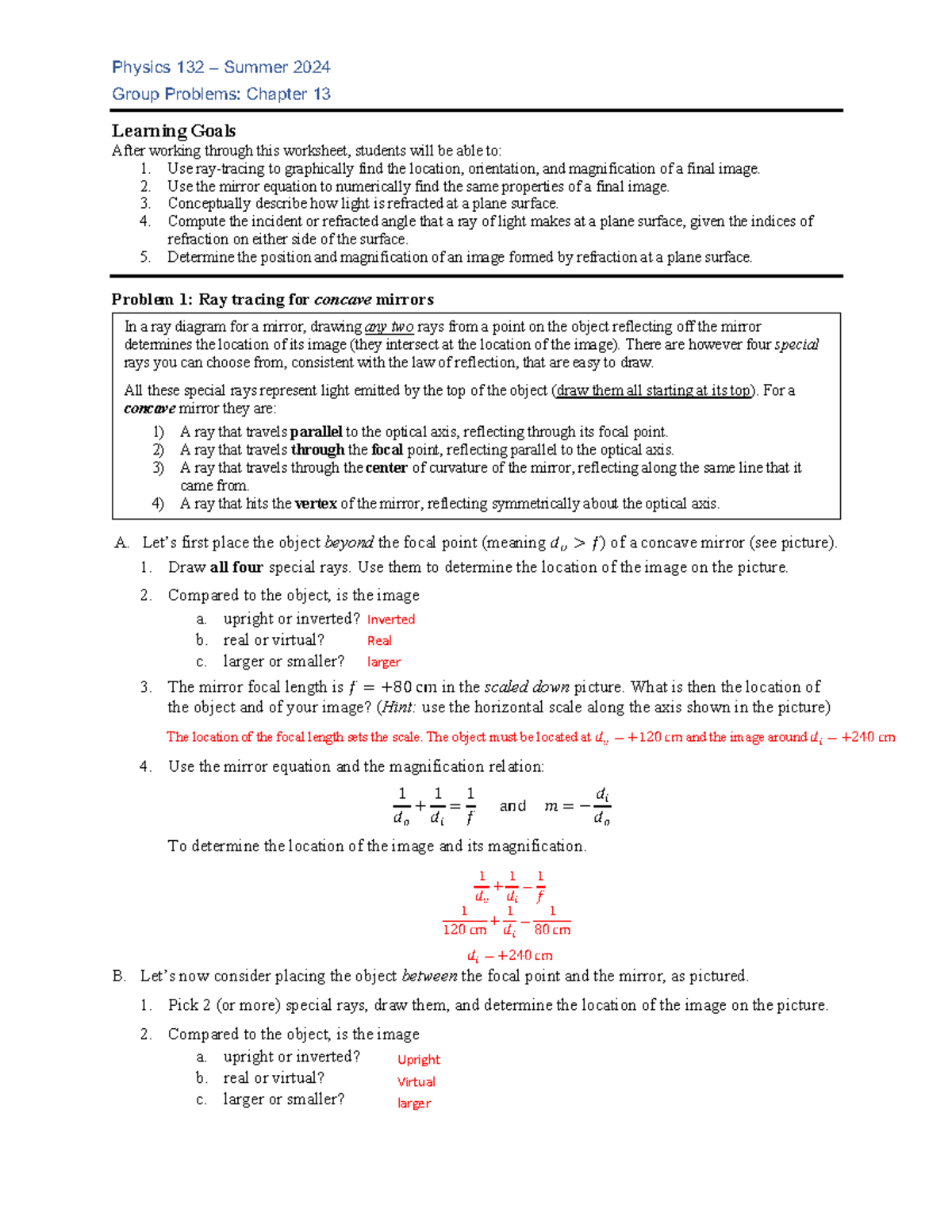 Ch 13 Group Problems Solutions - Physics 132 – Summer 2024 Group ...