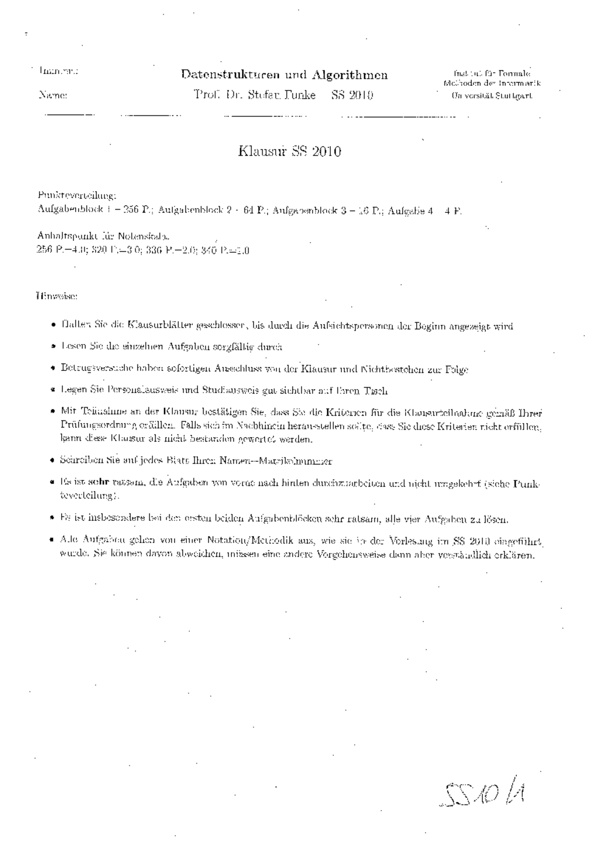 DSA#Datenstrukturen und Algorithmen#2010 SS#Prof - Imm ...