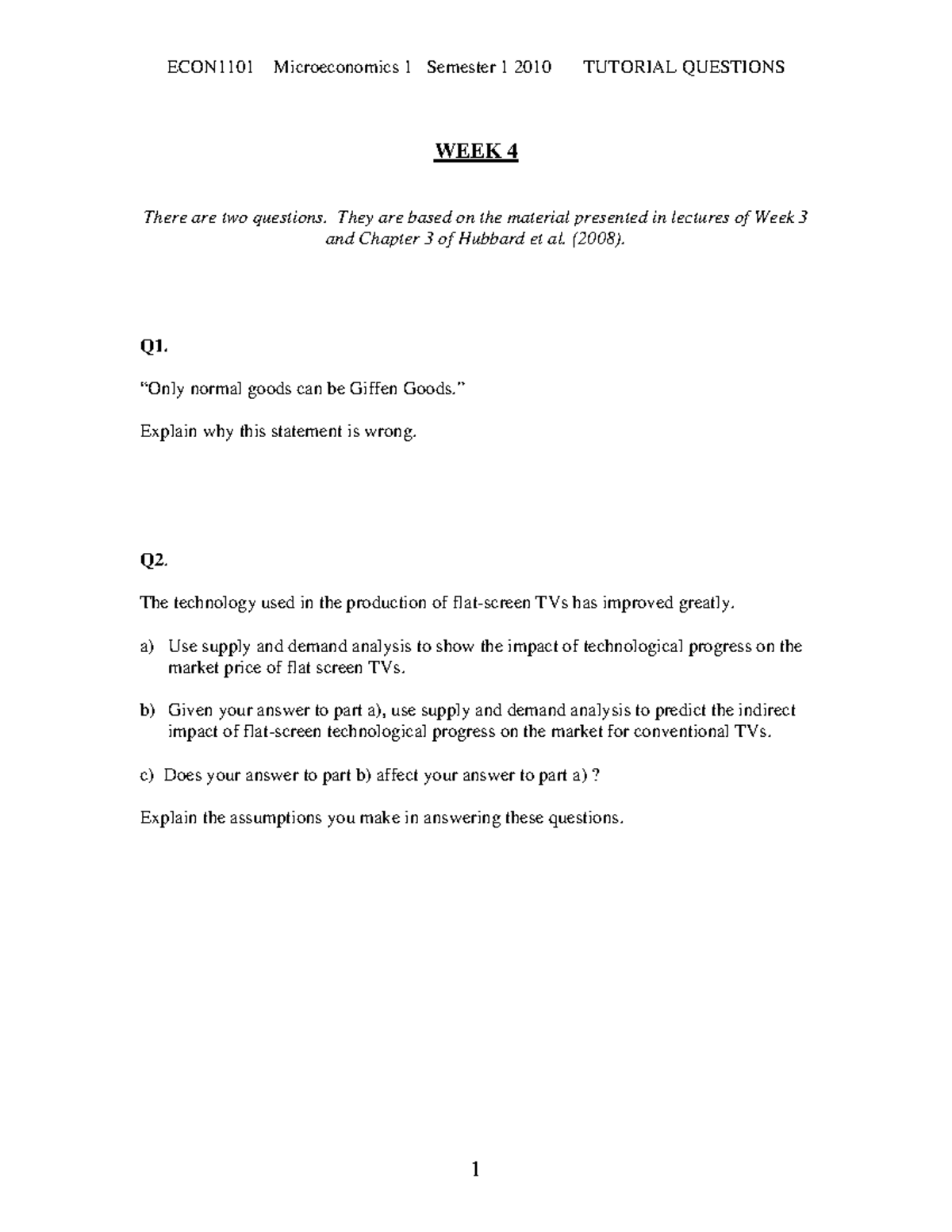 ECON 1101 Tutorial (Week 4) - Monetary Economics - ECON1101 ...