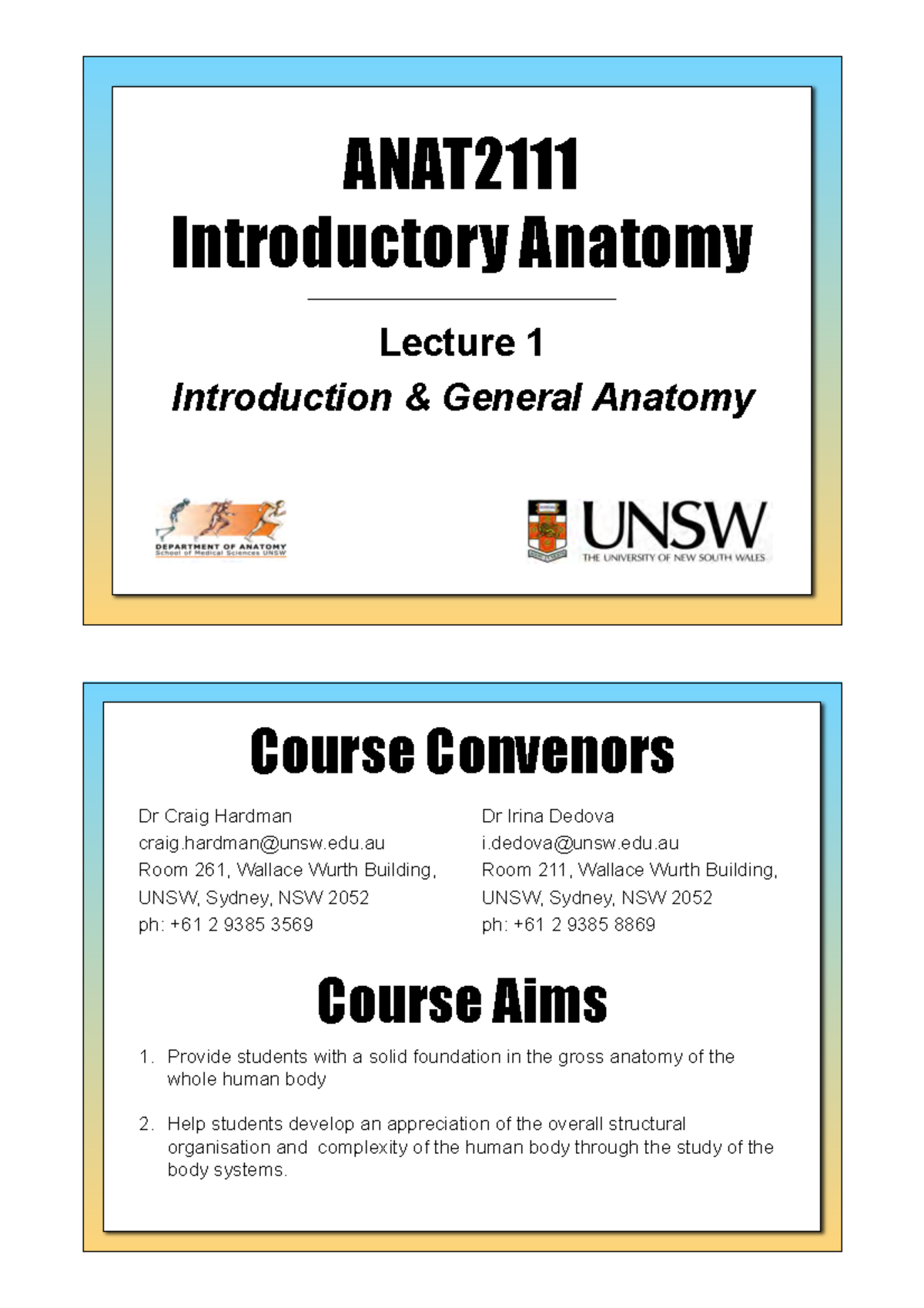 Lecture 1 - 27th feb - Irina Dedova - ANAT Introductory Anatomy Lecture ...