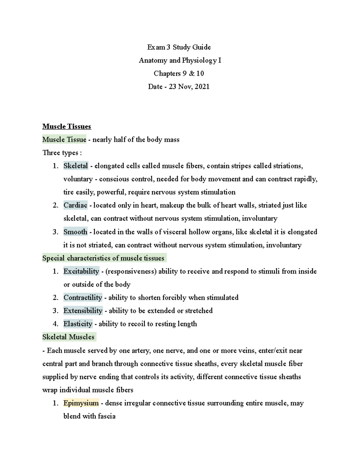 Exam 3 Study Guide - Summarized lecture notes - Exam 3 Study Guide ...