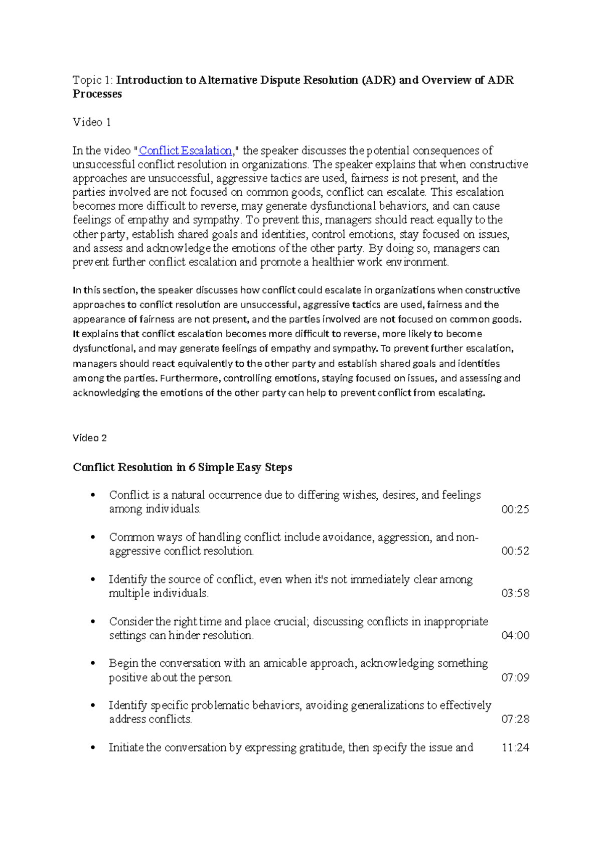 Video summarize adr - adr - Topic 1: Introduction to Alternative Dispute Resolution (ADR) and ...