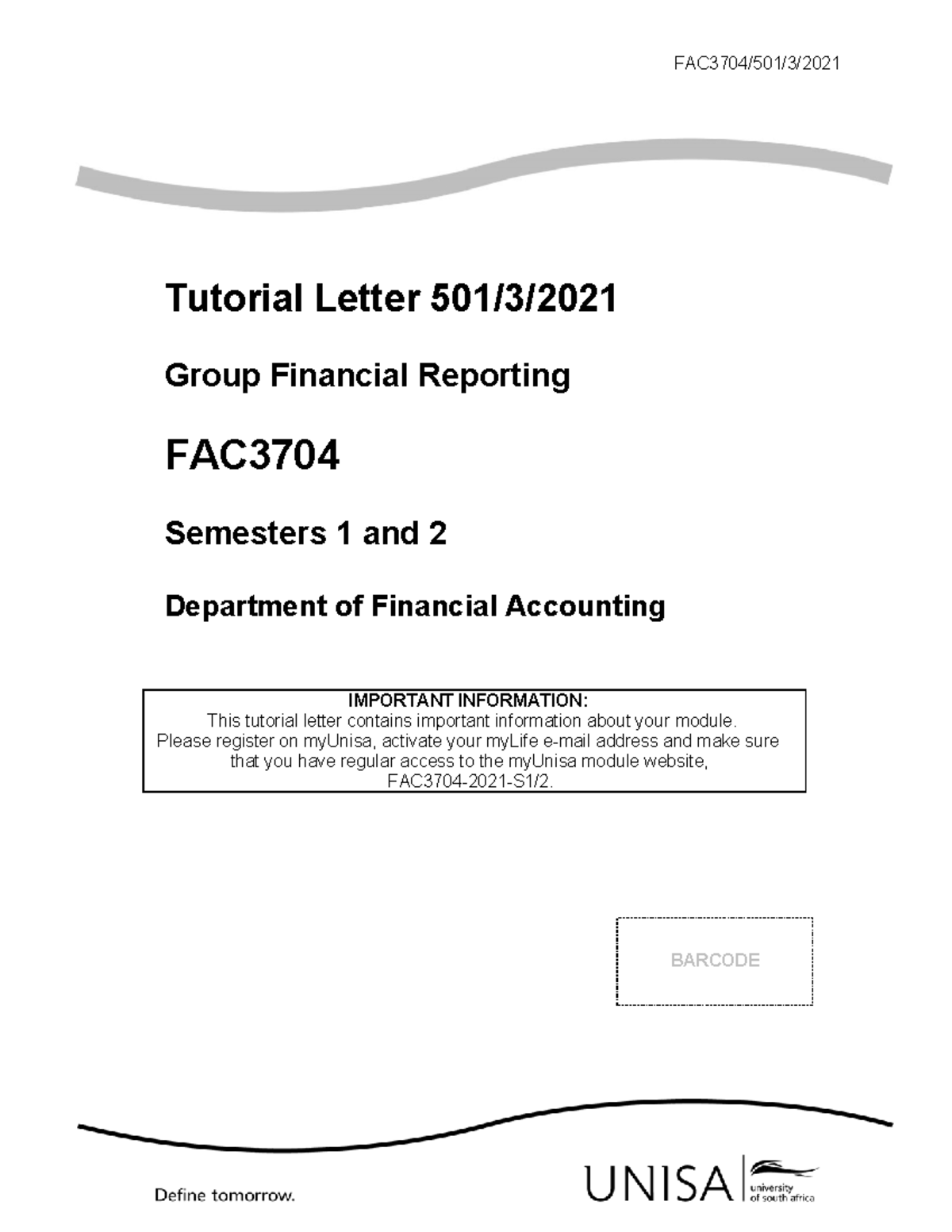 MAC2601 Online Classes Presentation Slide - ####### FAC3704/501/3 ...