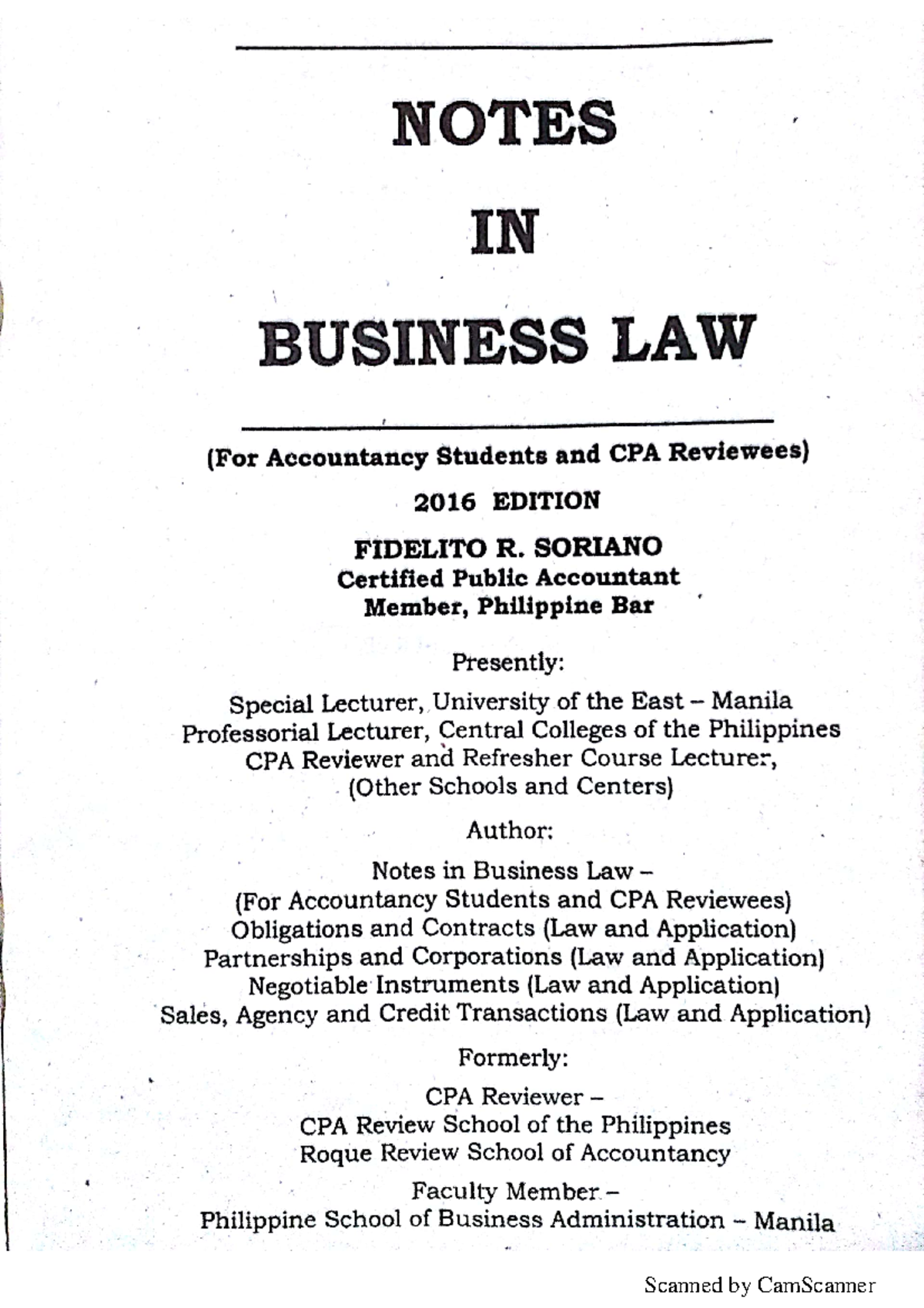 Notes in Business Law by Soriano - Accountancy - Studocu