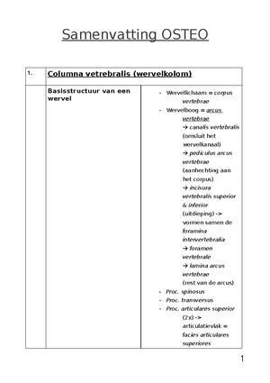 Samenvatting osteologie - Functionele anatomie en extremiteiten van de ...