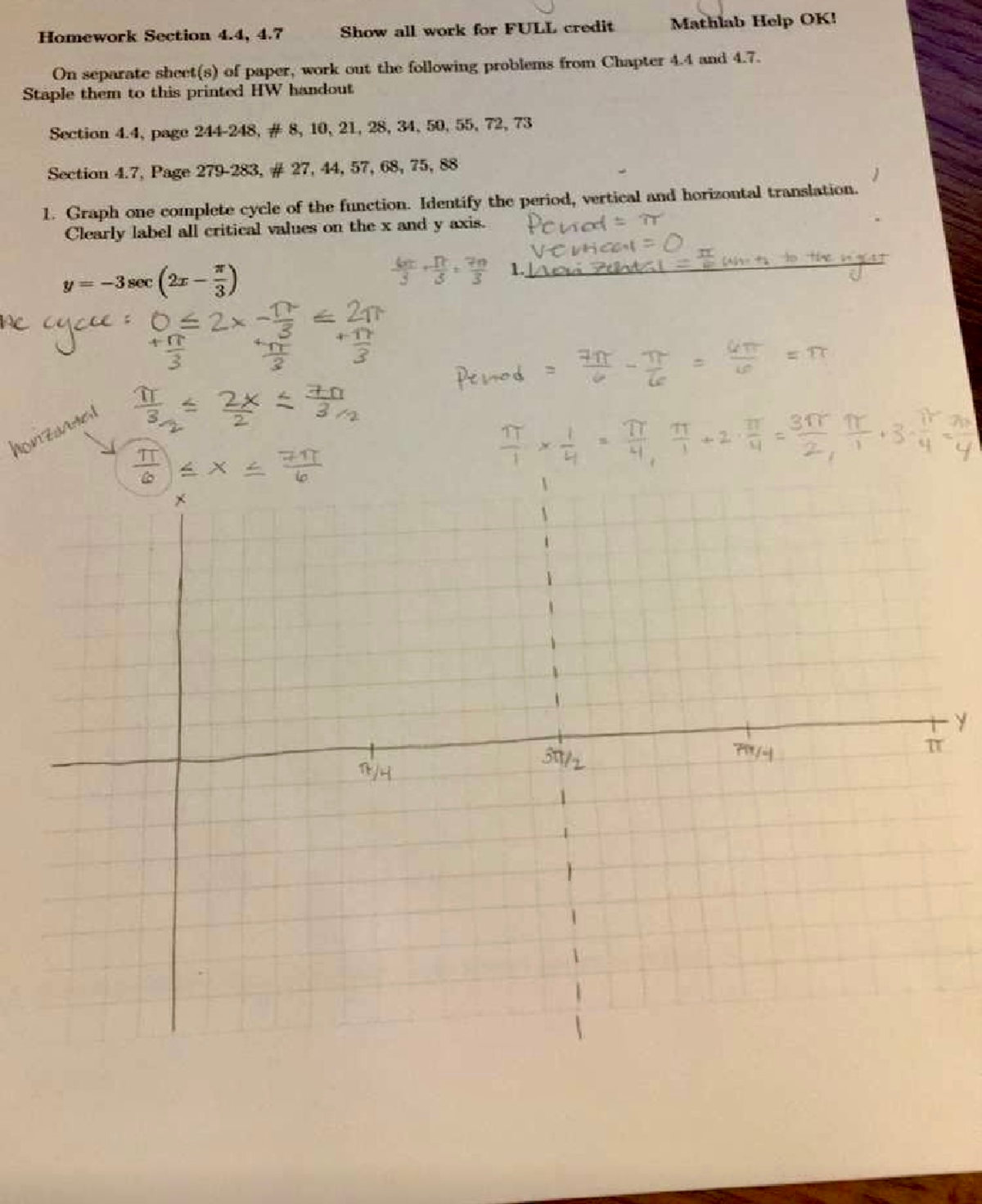 trigonometry 4.4-4.7 - Homework Section 4. 4 Show all work for FULL ...
