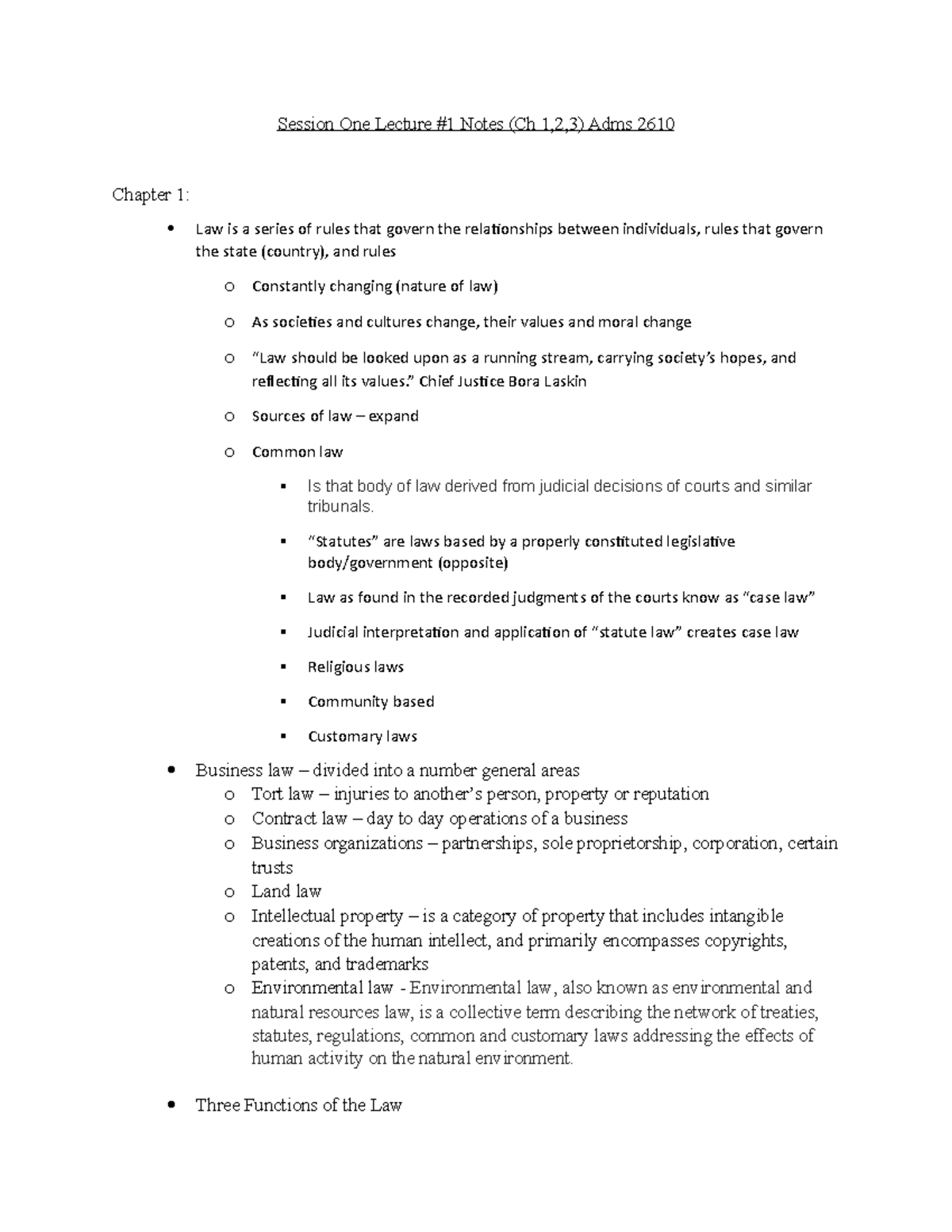 Lecture #1 Notes (Ch 1,2,3) - Session One Lecture #1 Notes (Ch 1,2,3 ...