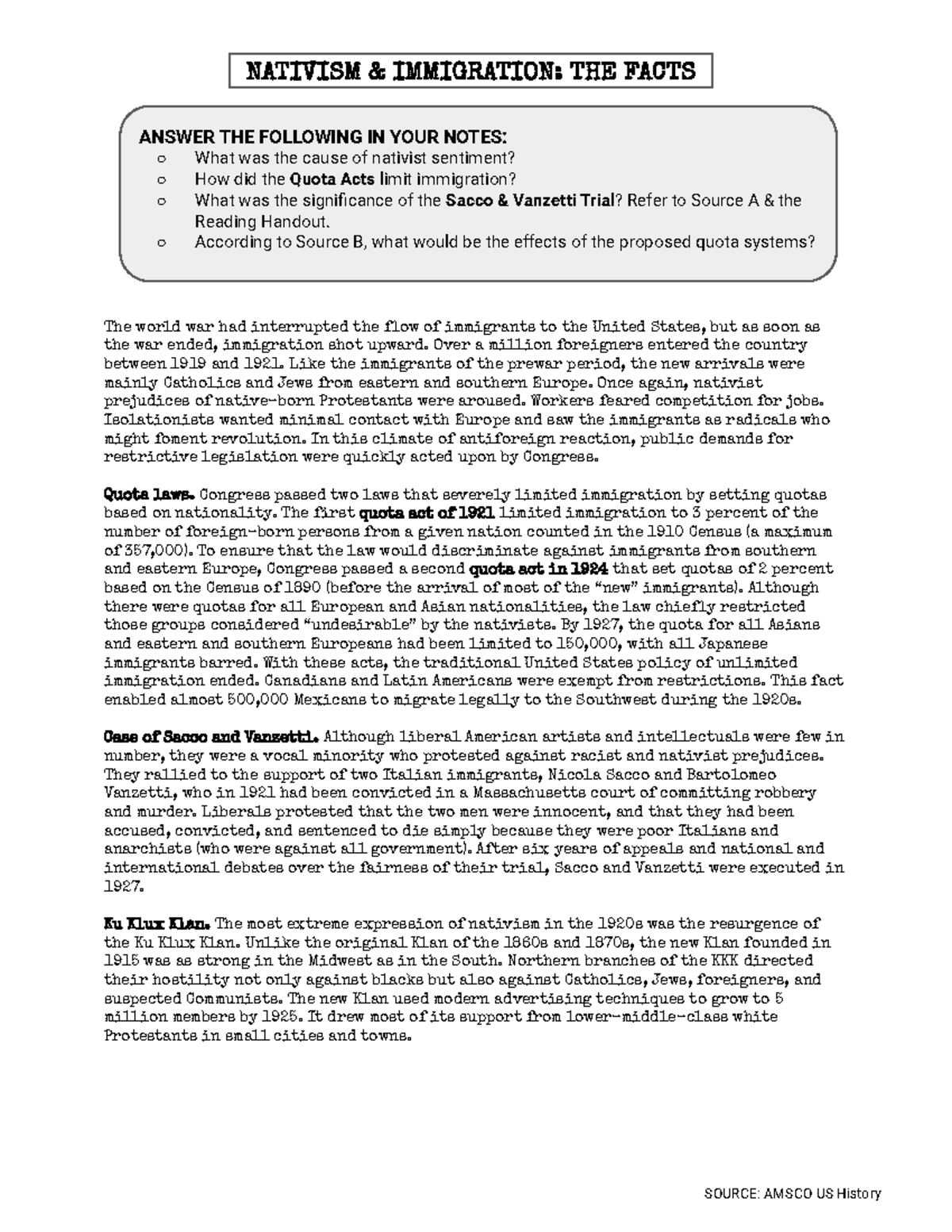 Nativism Red Scare Copy of 1920s File Folders - NATIVISM & IMMIGRATION ...