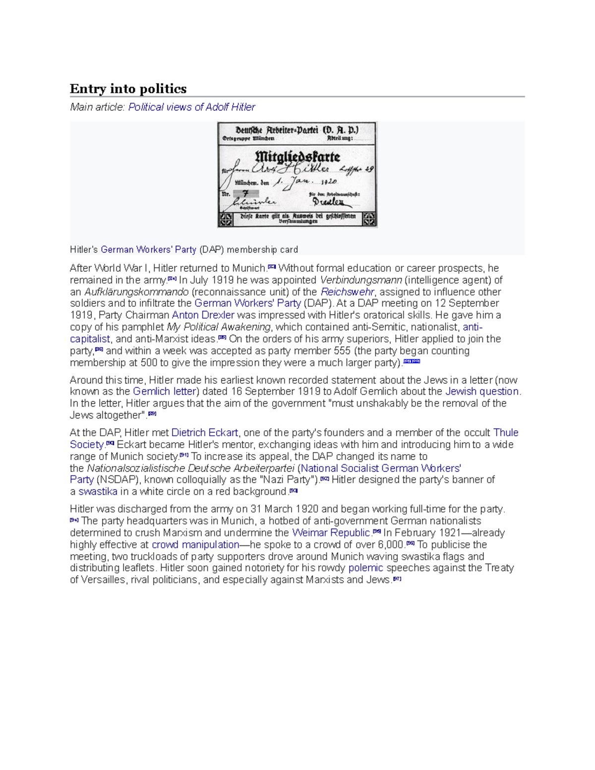 Enteee - History - Entry into politics Main article: Political views of ...