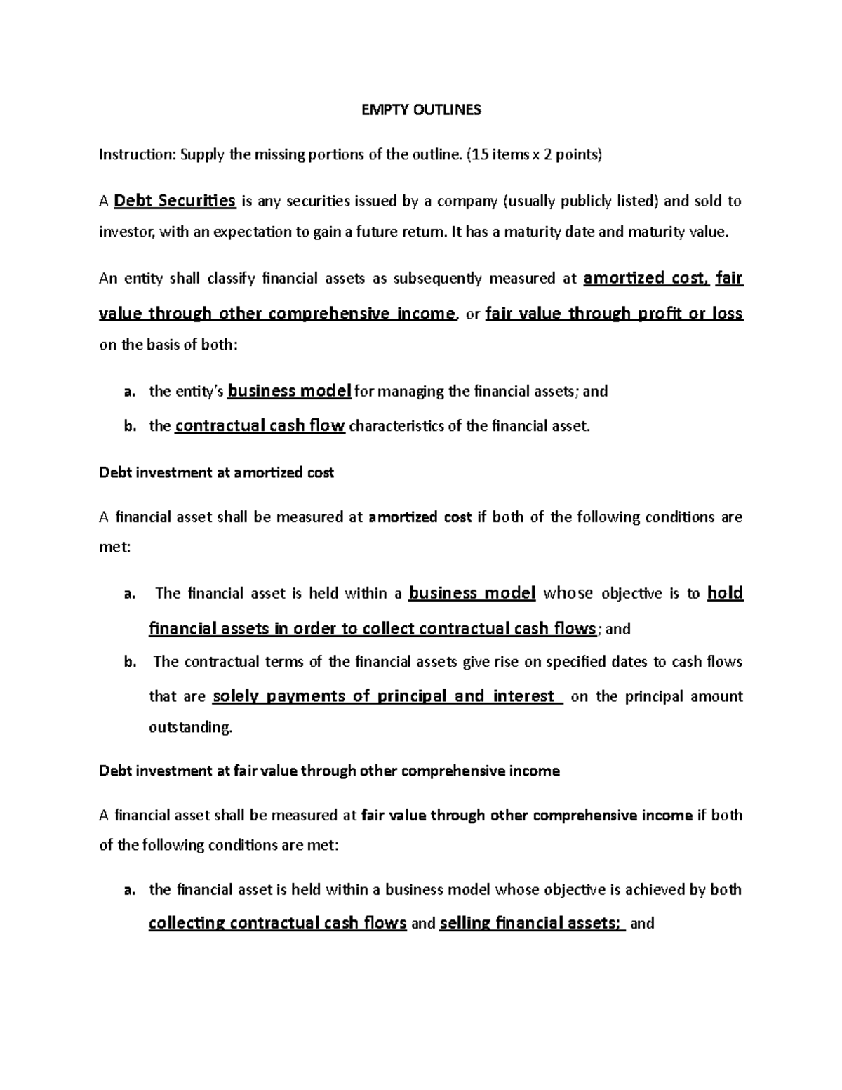 Empty outlines Intermediate - Accountancy - Studocu
