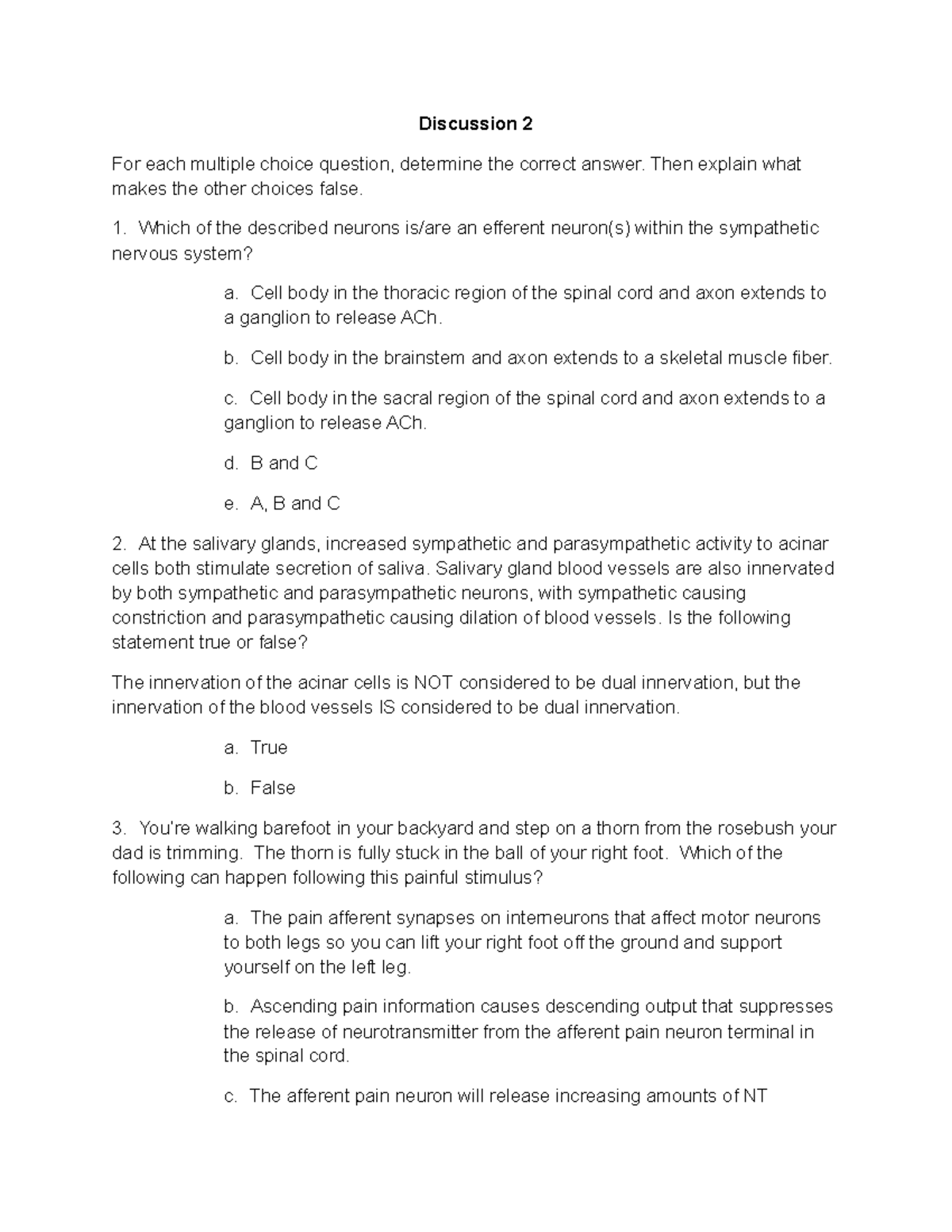 1 19 Discussion Worksheet - Discussion 2 For each multiple choice ...