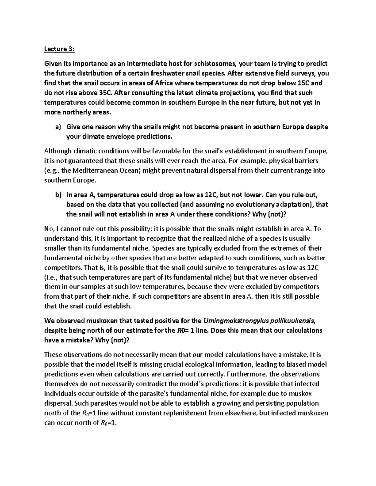 BIOB50, Fall 2023 - Sample Short Answer Questions, Lectures 1-5 ...