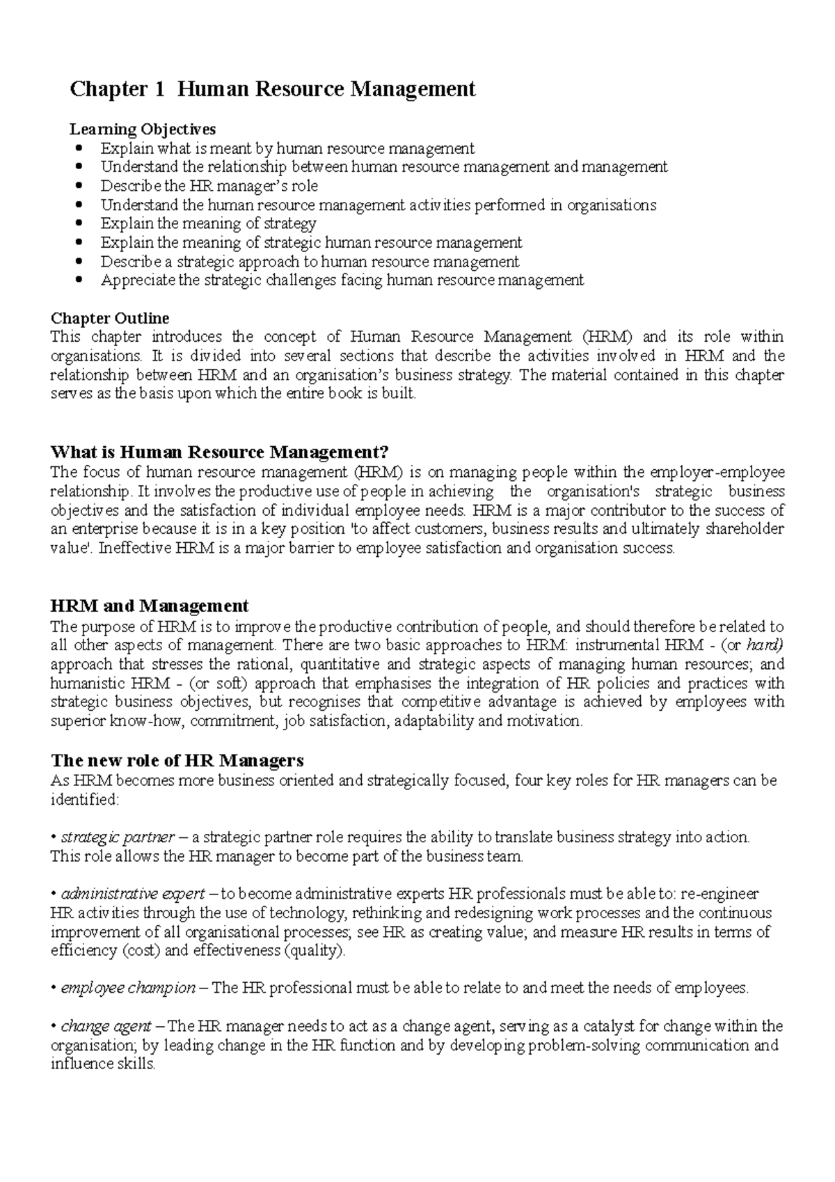 18002085 Chapter 1 Human Resource Management - Chapter 1 Human Resource ...