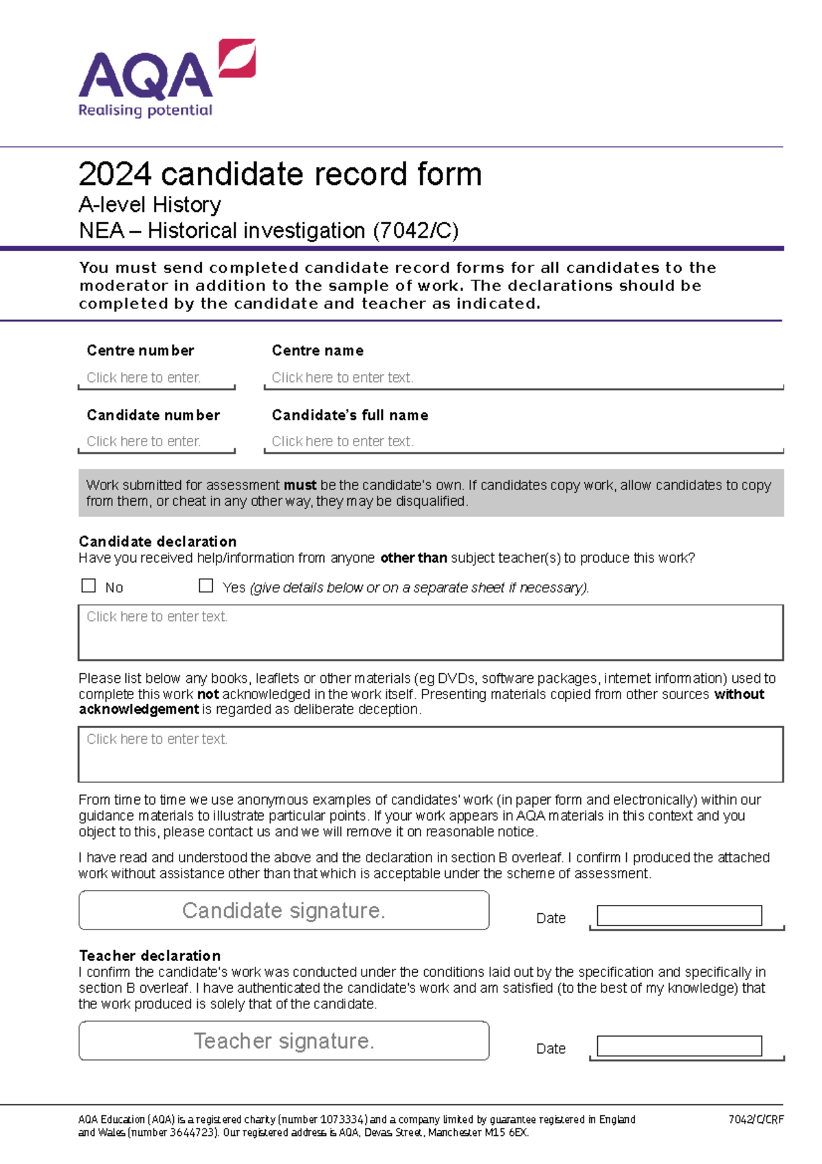 AQA 7042C CRF 24 - Lecture notes on fall of weimar republic - 2024 ...