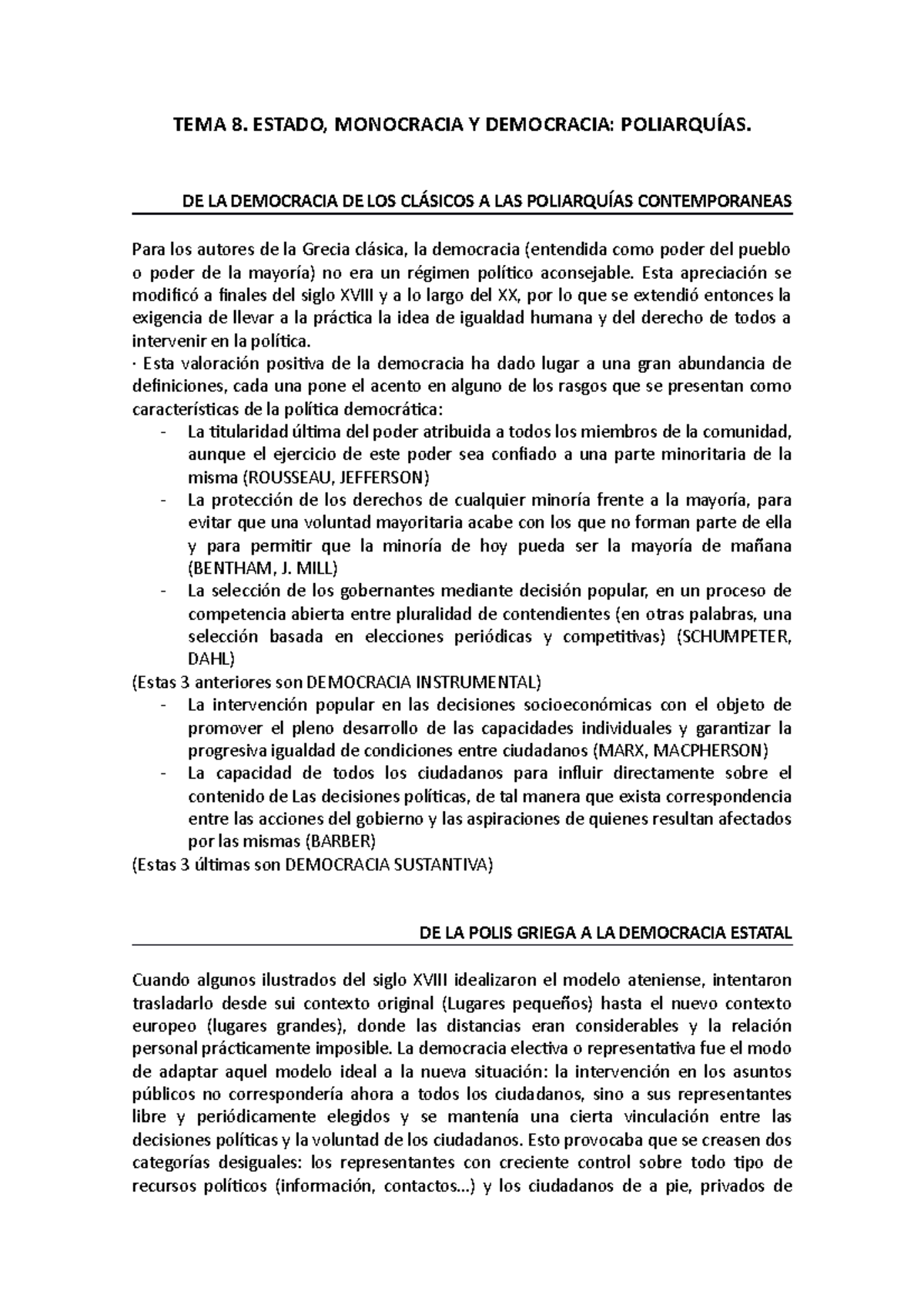 TEMA 8 Ciencias políticas - TEMA 8. ESTADO, MONOCRACIA Y DEMOCRACIA ...