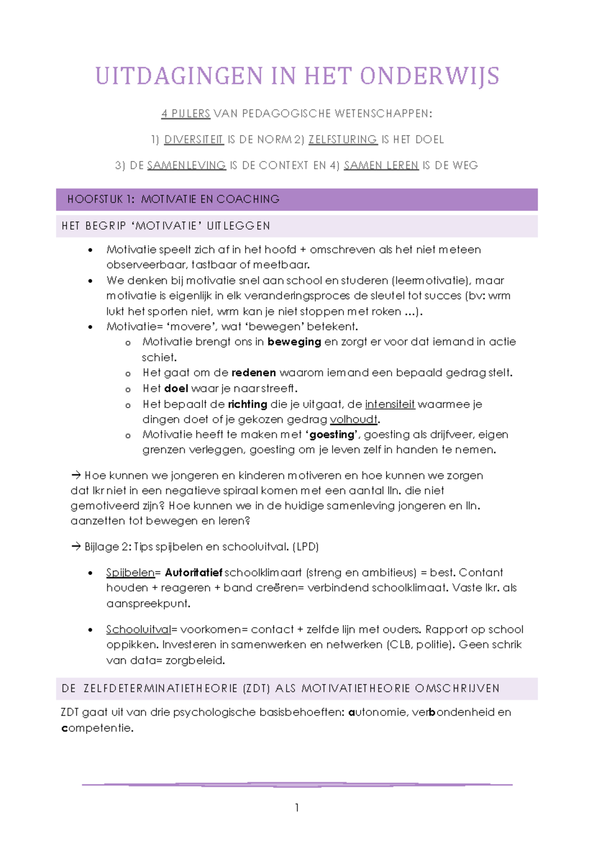 Uitdagingen in het onderwijs - samenvatting - UITDAGINGEN IN HET ...