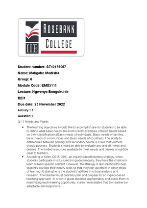 EMS G7 worksheets Memos - EMS GR TERM TWO: FINANCIAL LITERACY INFORMAL ...