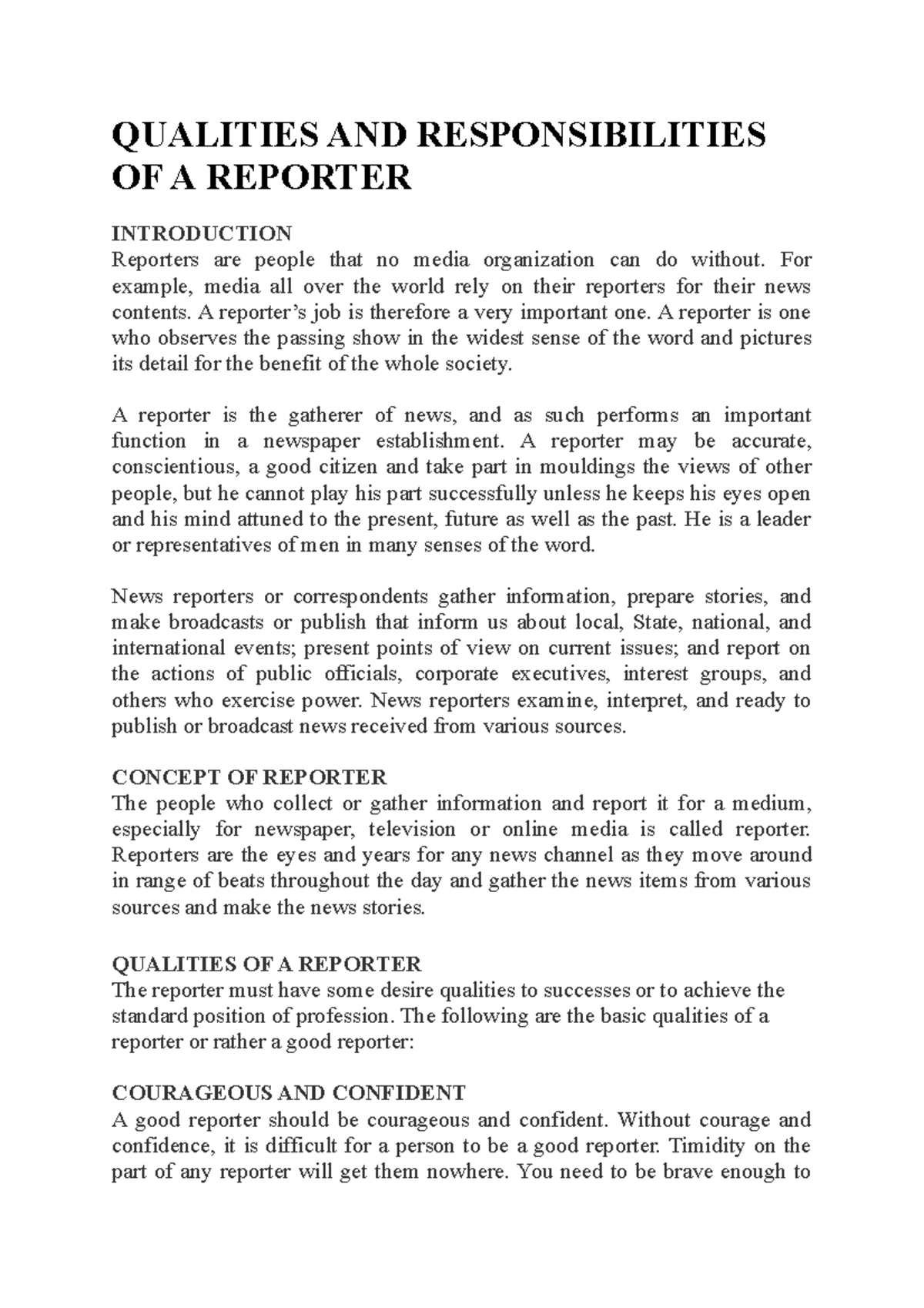 Qualities OF A Reporter 1 QUALITIES AND RESPONSIBILITIES OF A qualities-of-a-reporter-1-qualities-and-responsibilities-of-a