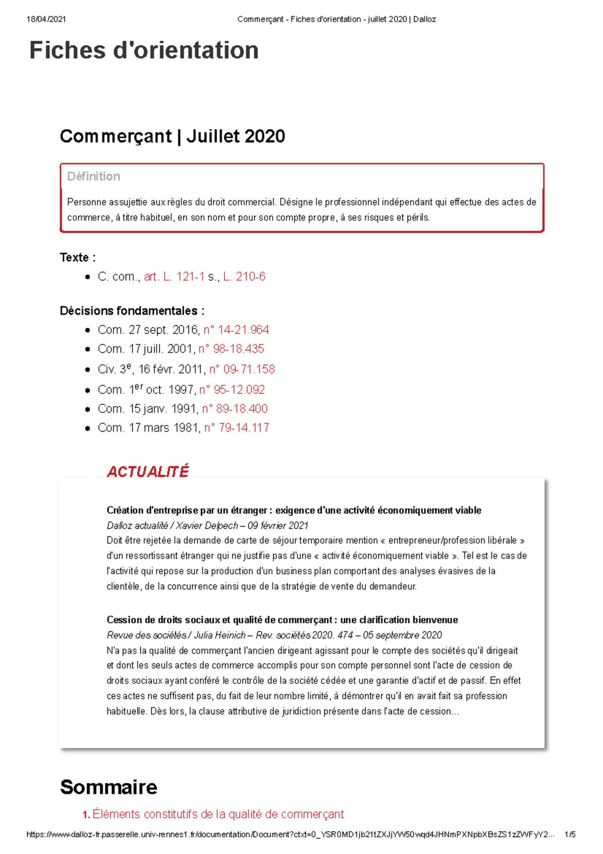 Fiche 2 Le commerçant ( statut legal ) - Fiches d'orientation ...