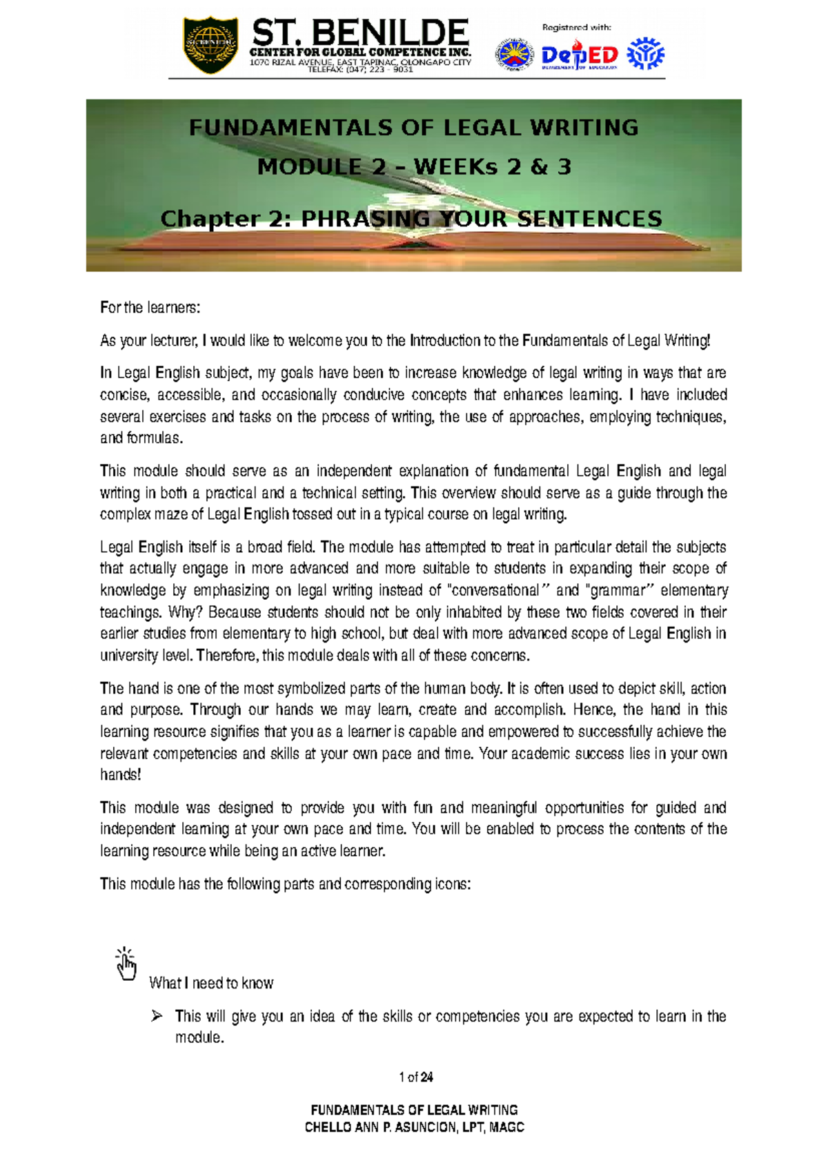 Module 2 - week 2&3-legal writing revised - Accountancy - DLSU - Studocu