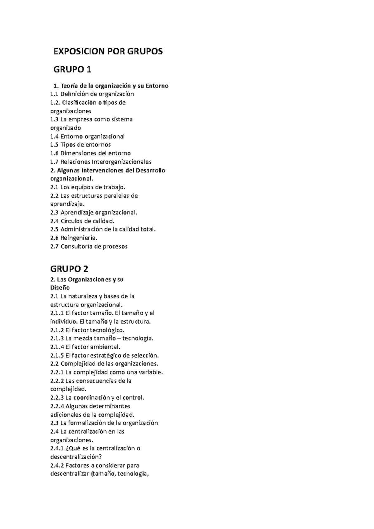 Exposicion POR Grupos - dasdasda - EXPOSICION POR GRUPOS GRUPO 1 Teoría ...