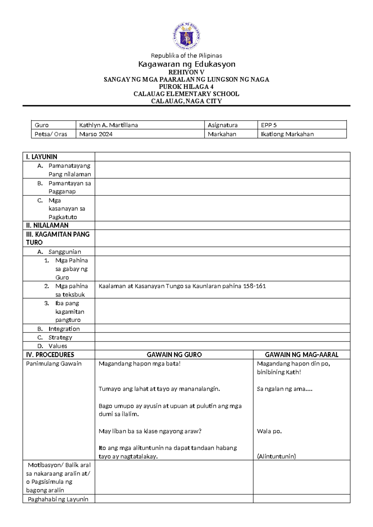 DLP AP grade 5 Pag aalsa - DGF - Republika of the Pilipinas Kagawaran ...