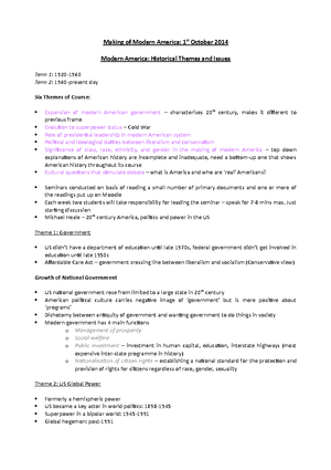 Modern America L6 - Lecture notes 6 - Modern America: L US and the ...