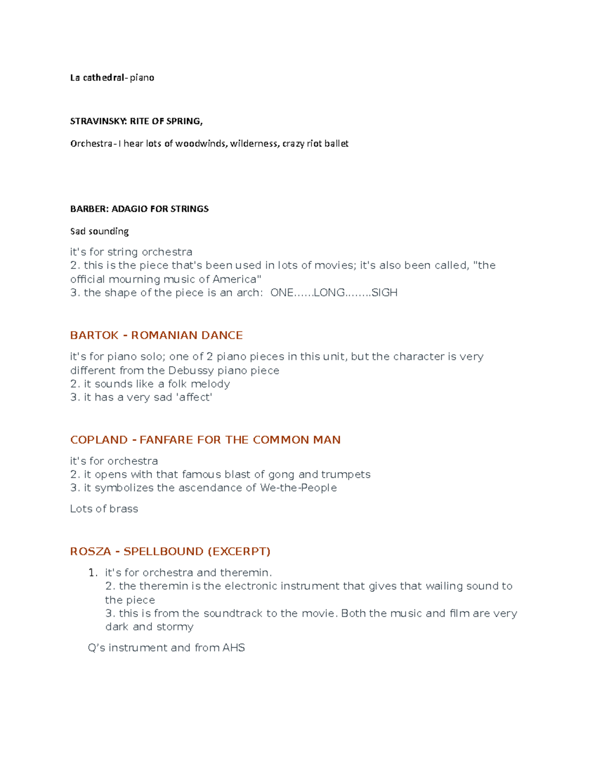 Unit 7 notes - La cathedral- piano STRAVINSKY: RITE OF SPRING ...