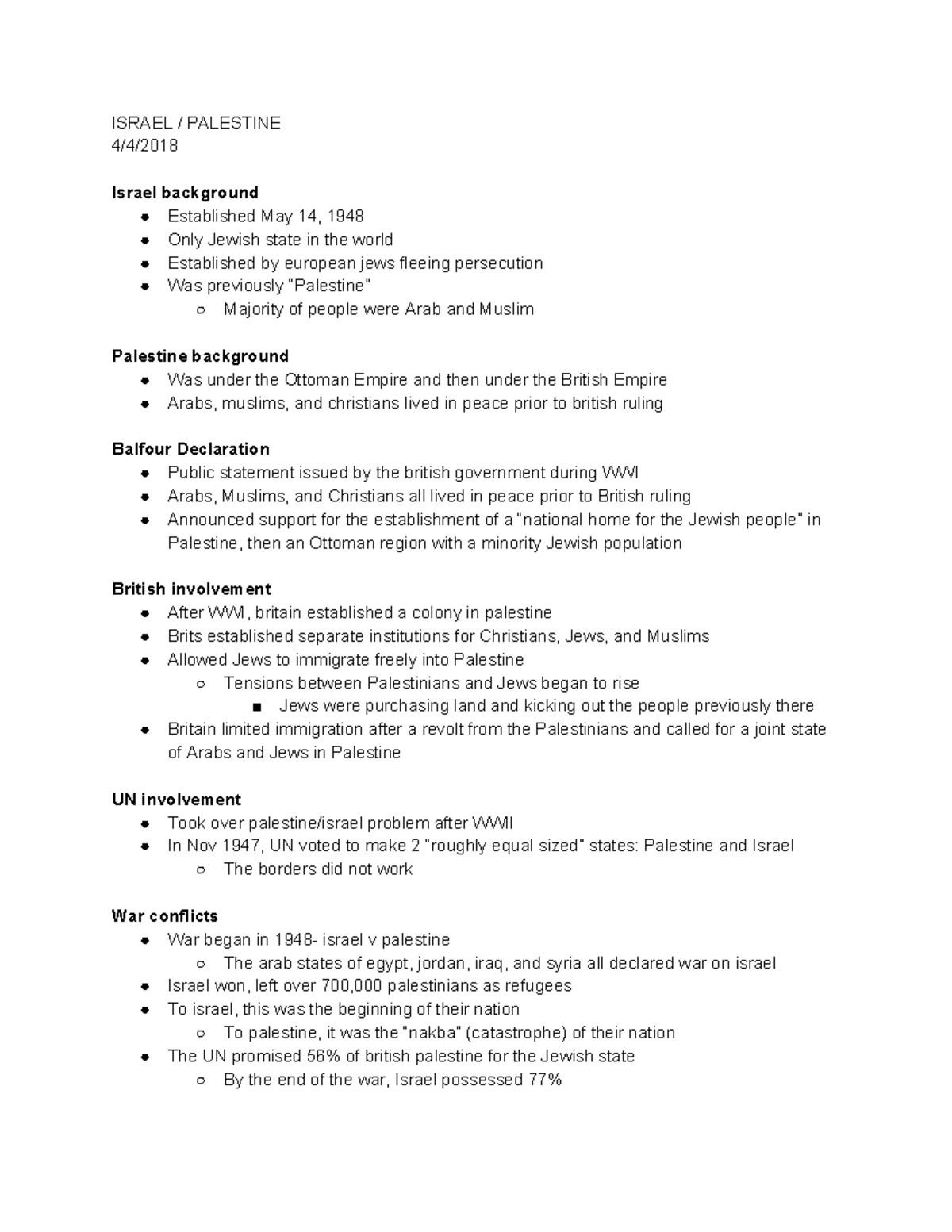 Israel/Palestine - ISRAEL PALESTINE Israel background Established May ...