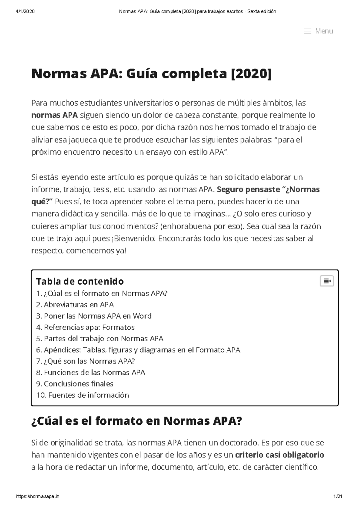Normas APA 6ta Edición - Manuales - Normas APA: Guía completa [2020 ...