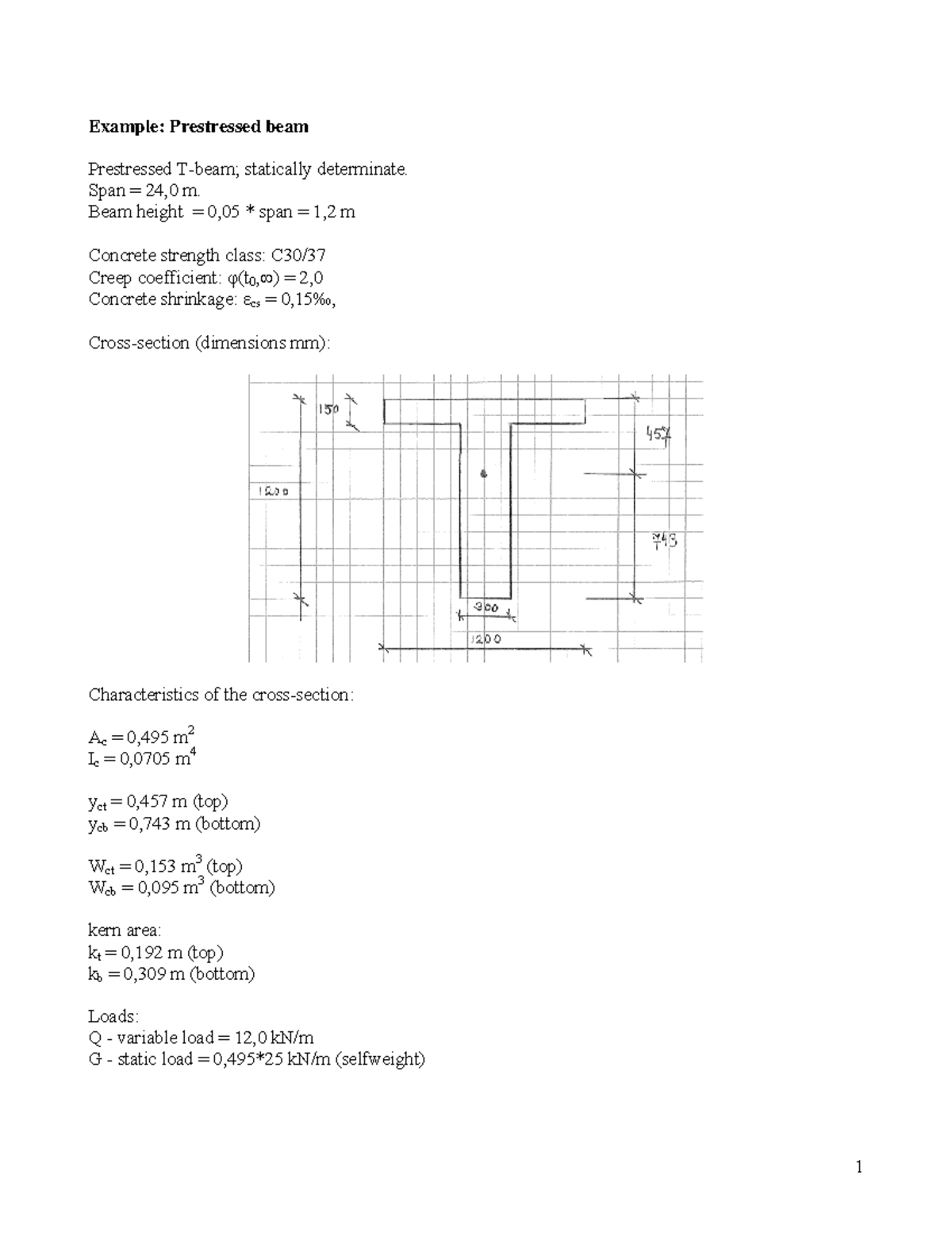 Example Prestressed Beam - Example: Prestressed beam Prestressed T-beam ...