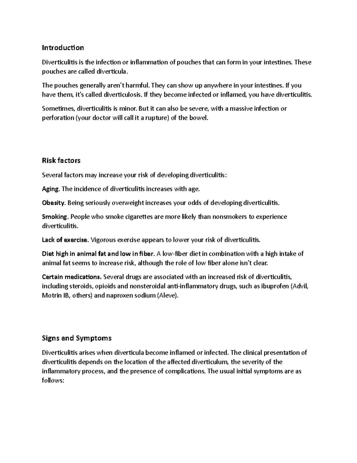 Diverticulitis - Introduction Diverticulitis is the infection or ...