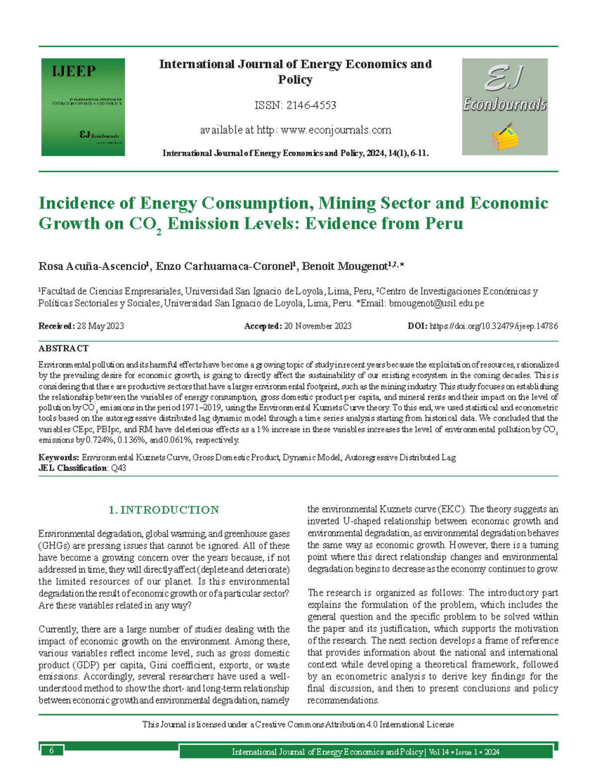 Incidence of Energy Consumptio - International Journal of Energy ...