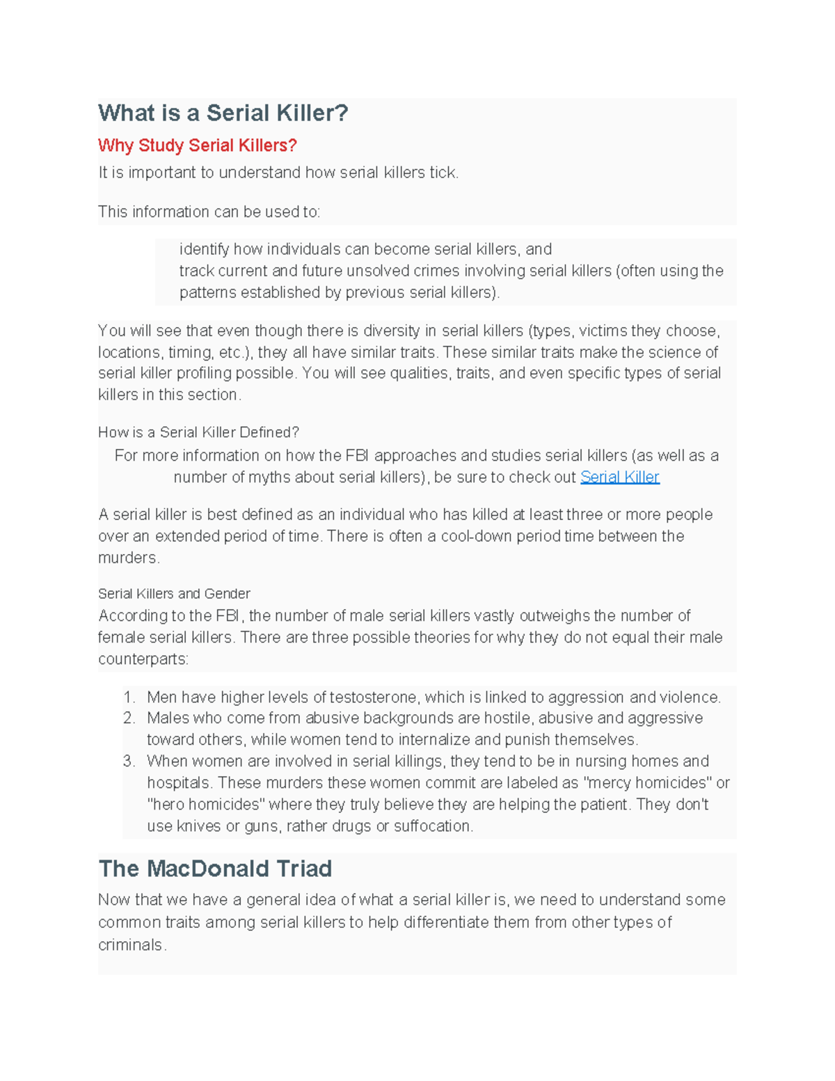 W7 - Lecture notes 7 - What is a Serial Killer? Why Study Serial ...