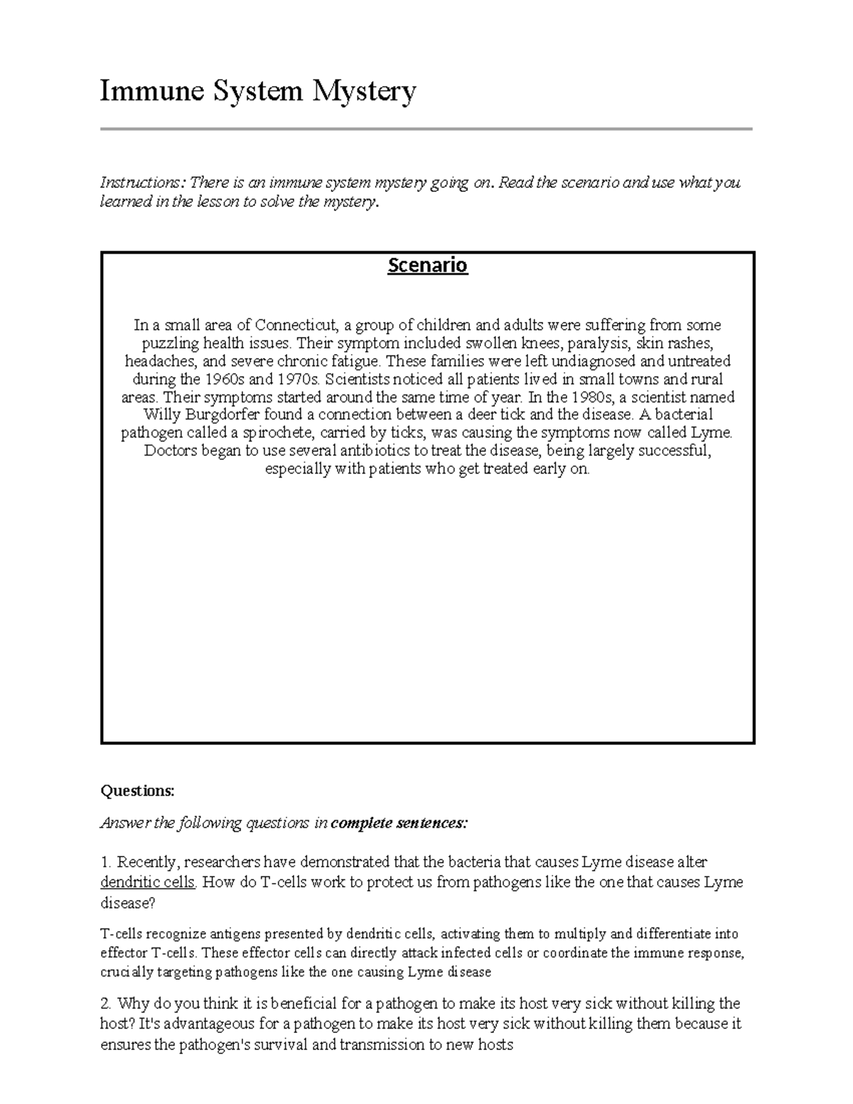 06 08 immune system mystery assignment(1) - Immune System Mystery ...