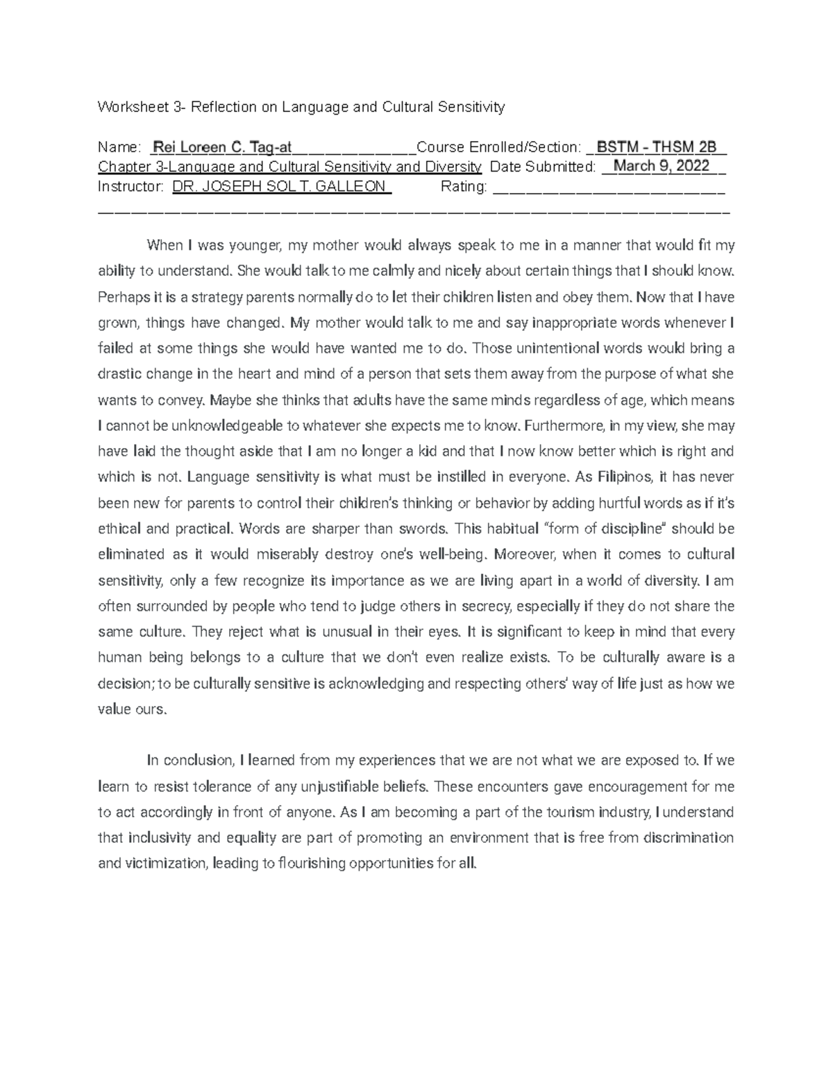 TAG-AT Worksheet 3- Reflection on Language and Cultural Sensitivity ...