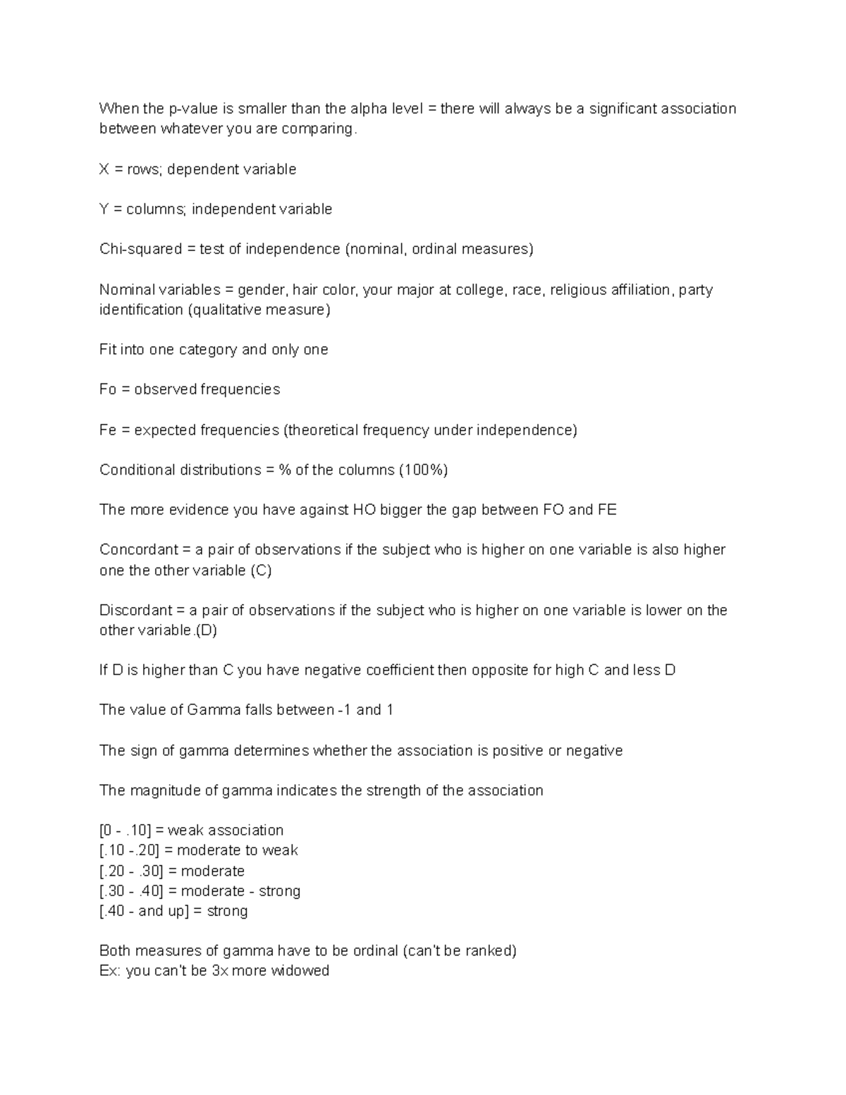 Soc Stats Final Review - When the p-value is smaller than the alpha ...