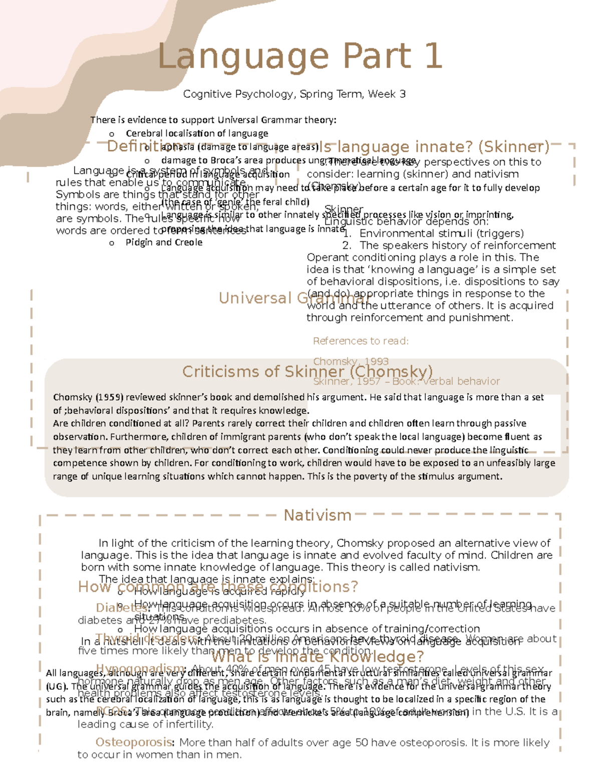 Language Part 1 - This is the idea that language is innate and evolved ...