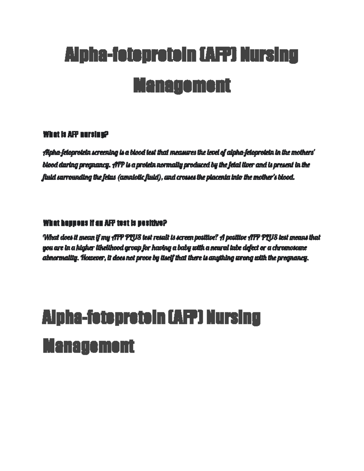 Alpha-fetoprotein (AFP) - AFP is a protein normally produced by the ...