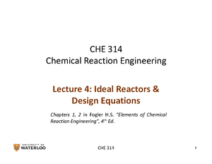 CHE 314-L5 Reactors in Series - CHE 314 Chemical Reaction Engineering ...