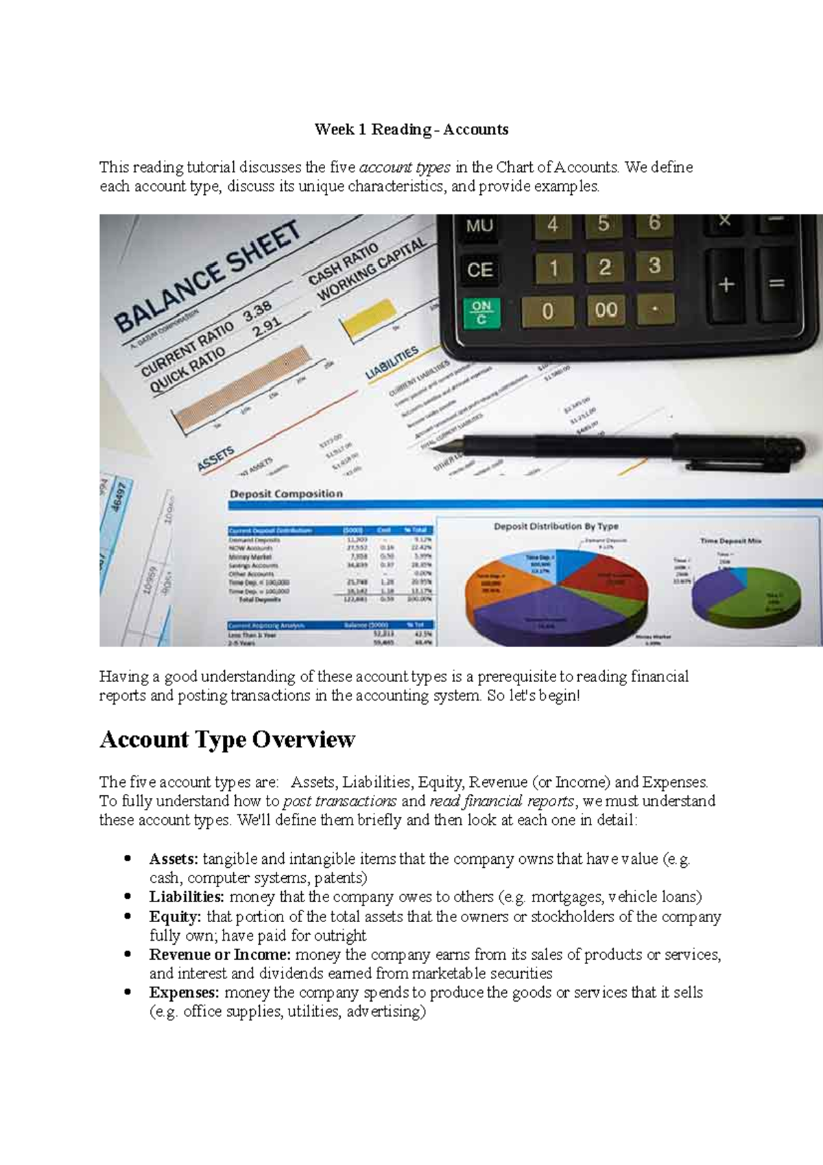 Accounting Notes for murdoch - Week 1 Reading - Accounts This reading ...