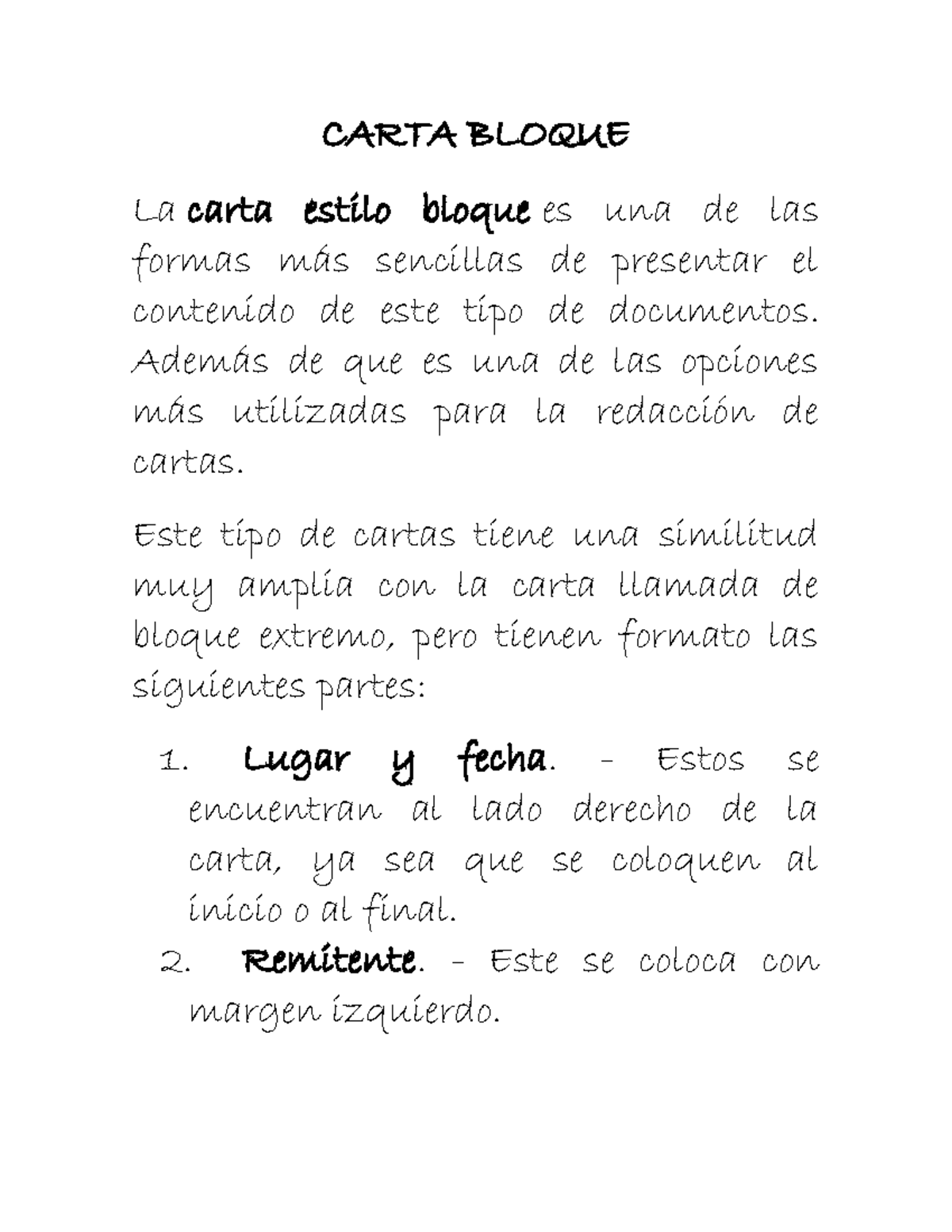 Estilos de Cartas - Gestión Documental - CARTA BLOQUE La carta estilo ...
