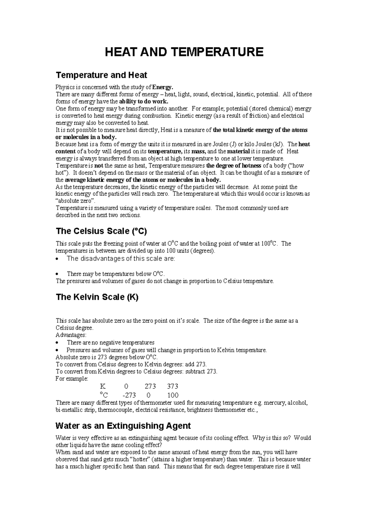 Heatandtemperature - notes heat and tempreature - HEAT AND TEMPERATURE ...