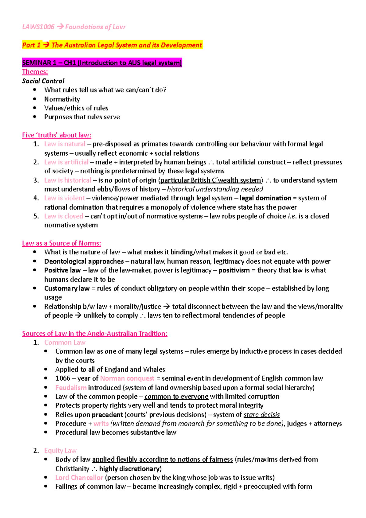 The Australian Legal System and the Sources of Law - LAWS1006 ...