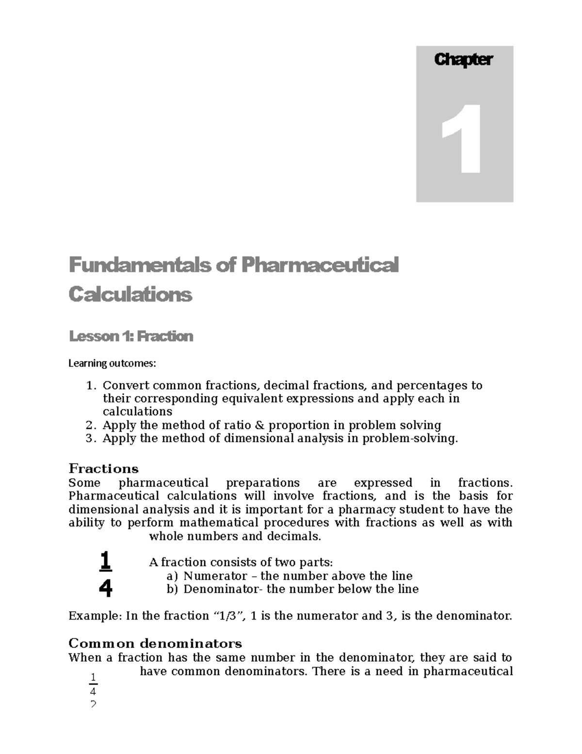 UNIT 1 (with Worksheet) - Fundamentals of Pharmaceutical Calculations ...