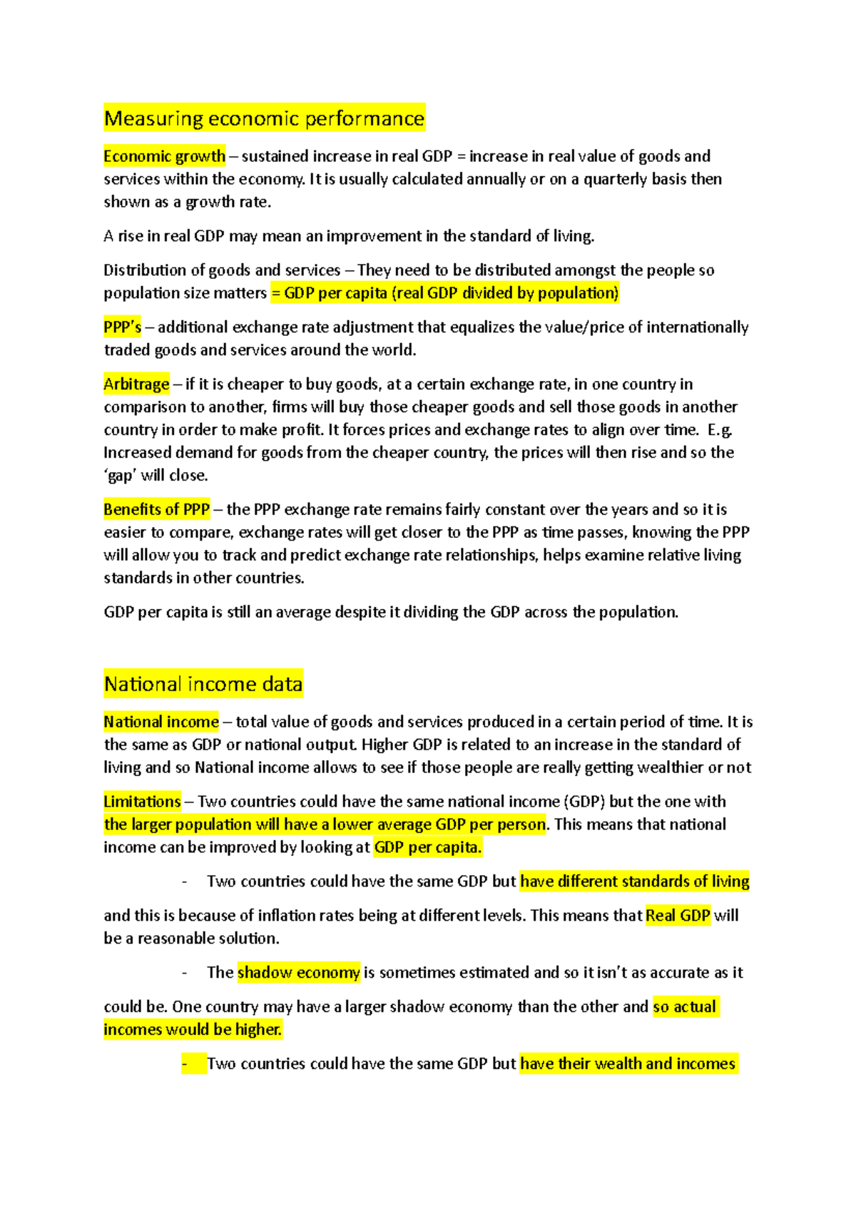 Measuring economic performance - Measuring economic performance ...